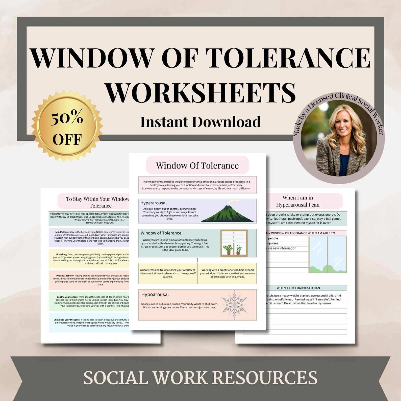Window of Tolerance Nervous System Response, Therapy Worksheets, Window ...