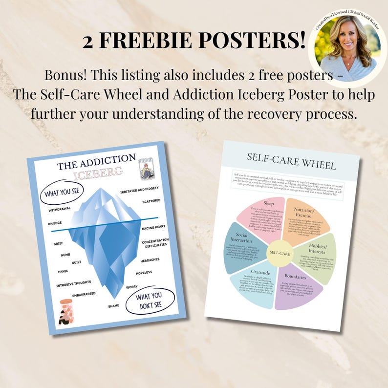 Sobriety Worksheets, Therapy Workbook, Addiction and Recovery ...