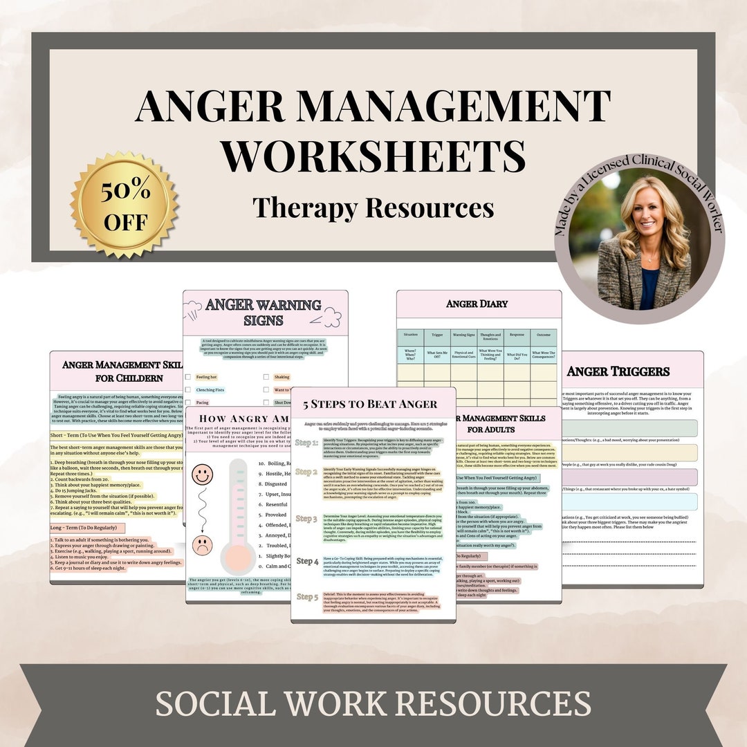 Anger Management Worksheets, Mental Health Worksheets, Self-help ...