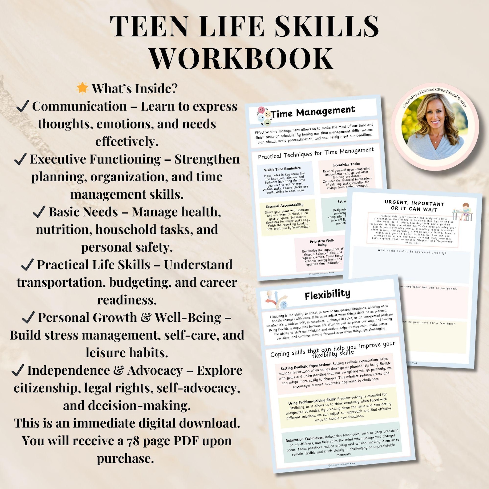 Teen Life Skills Worksheet Bundle, Therapy Worksheets, Executive ...