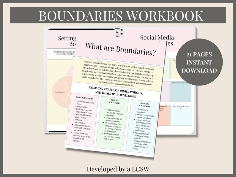 Boundaries Workbook, Personal Boundaries Worksheets, Self-help Self ...