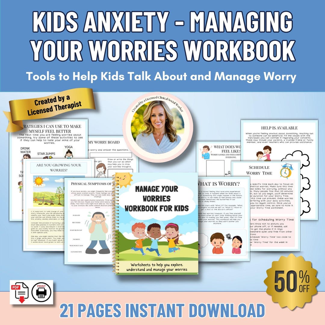 Anxiety Workbook for Kids, Kids Anxiety Coping Skills for Calming ...
