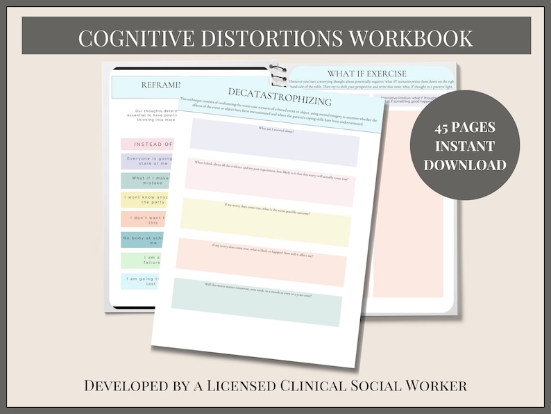Cognitive Distortions Worksheets, Challenge Unhelpful Thinking Styles ...