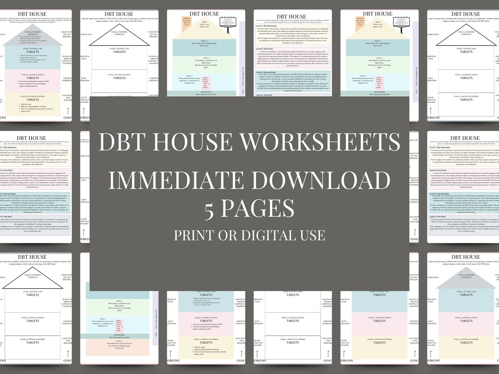 DBT House, Anxiety House Worksheet, DBT Skills, Dialectical Behavior ...
