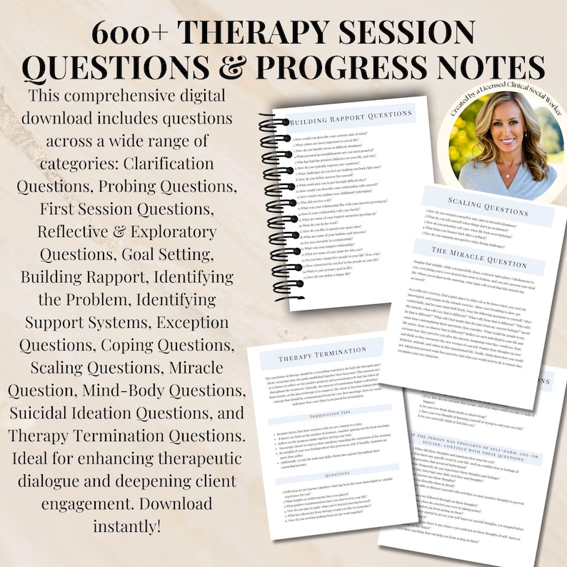 Therapy Progress Note Templates & Therapy Session Questions Therapy ...