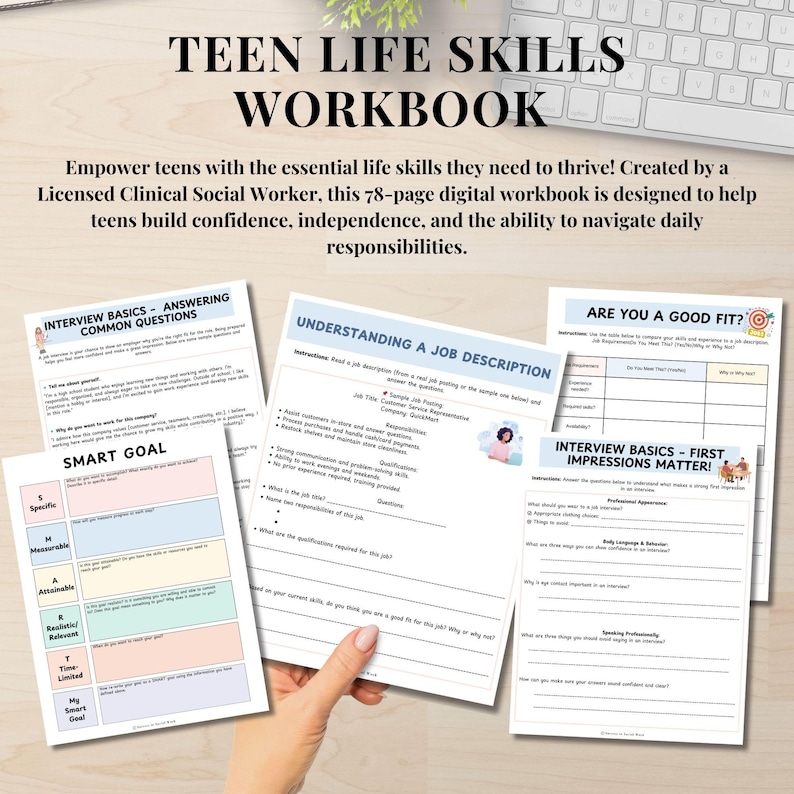Teen Life Skills Worksheet Bundle, Therapy Worksheets, Executive ...