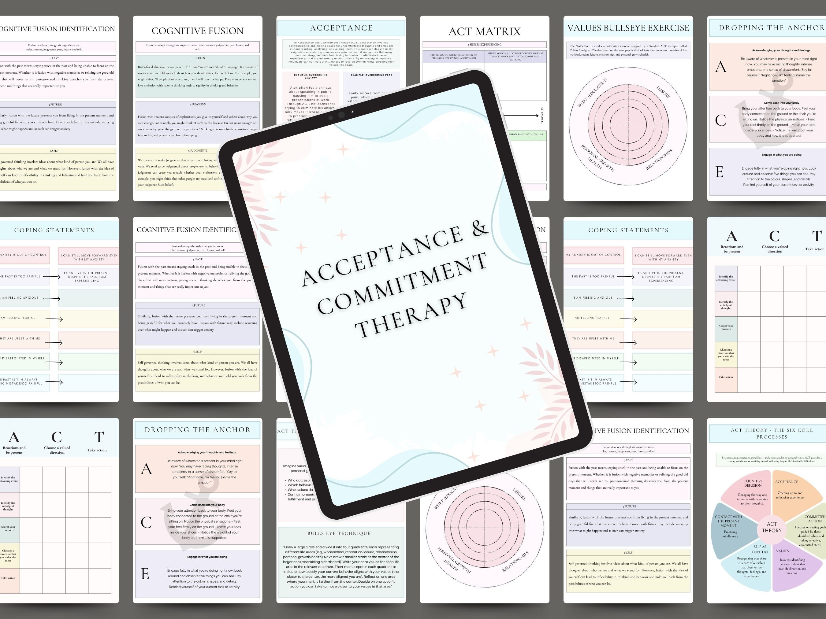 Acceptance and Commitment Therapy Worksheets,act Therapy Worksheets ...