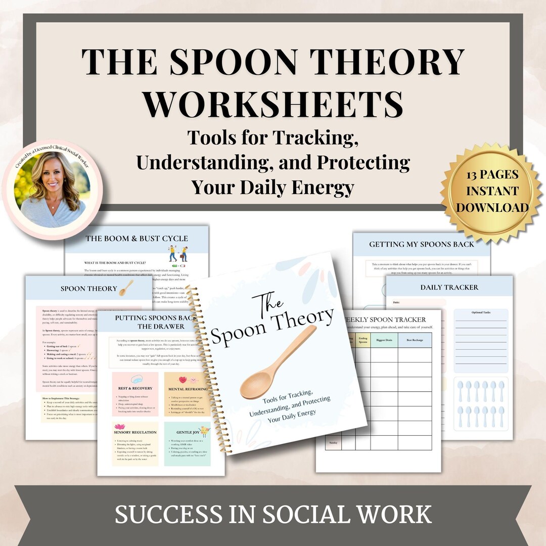 Spoon Theory Worksheets With Boom & Bust Cycle and Daily Spoon Count ...