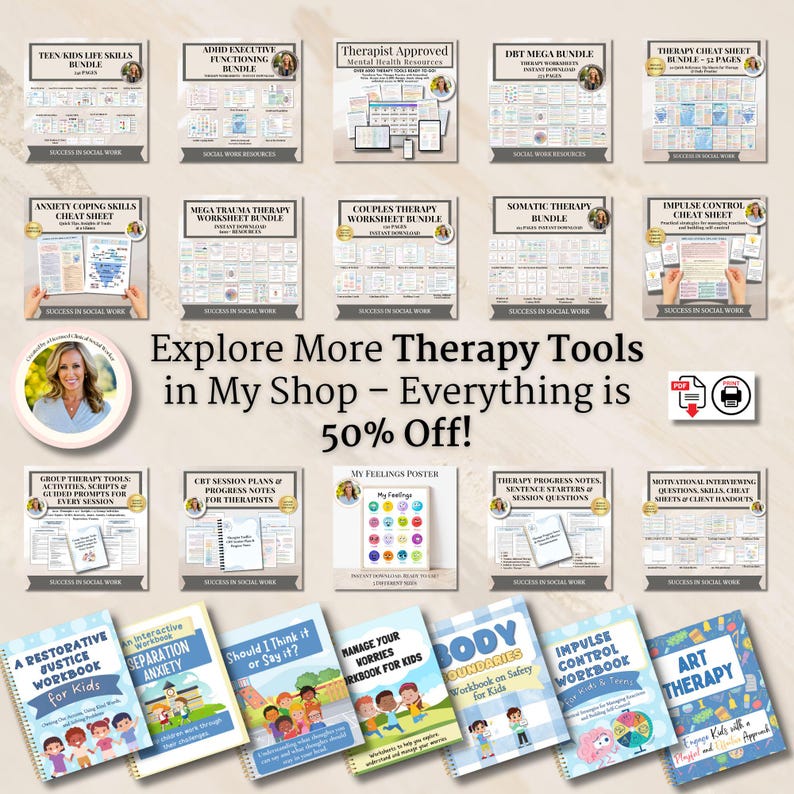 Teen Therapy Worksheet Bundle for Kids & Teen Life Skills Therapy ...