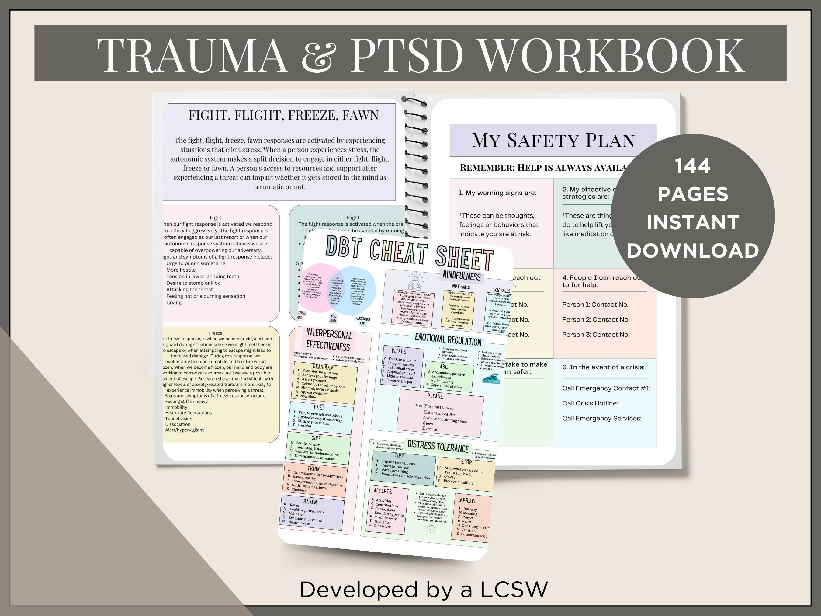Trauma Therapy Bundle, Anxiety Coping Skill Card, Therapy Worksheets ...