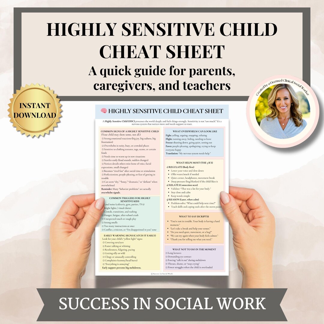 Highly Sensitive Child Cheat Sheet for Parents and Therapists Sensory ...