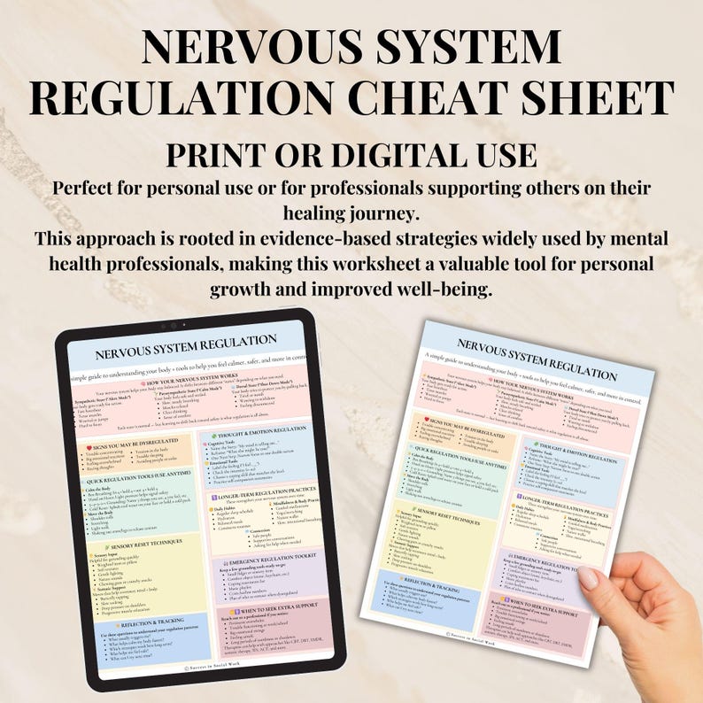Nervous System Regulation Cheat Sheet: Somatic Therapy & Vagus Nerve ...