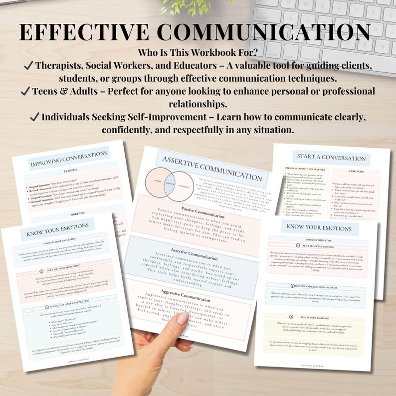Effective Communication Workbook for Adults & Teens, Therapist Toolkit ...