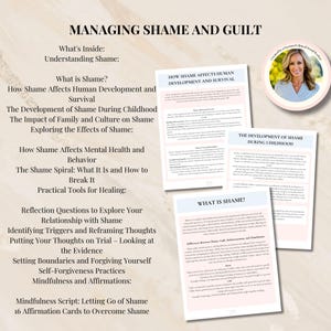Managing Shame & Guilt Therapy Workbook Self-care Journal,therapy ...