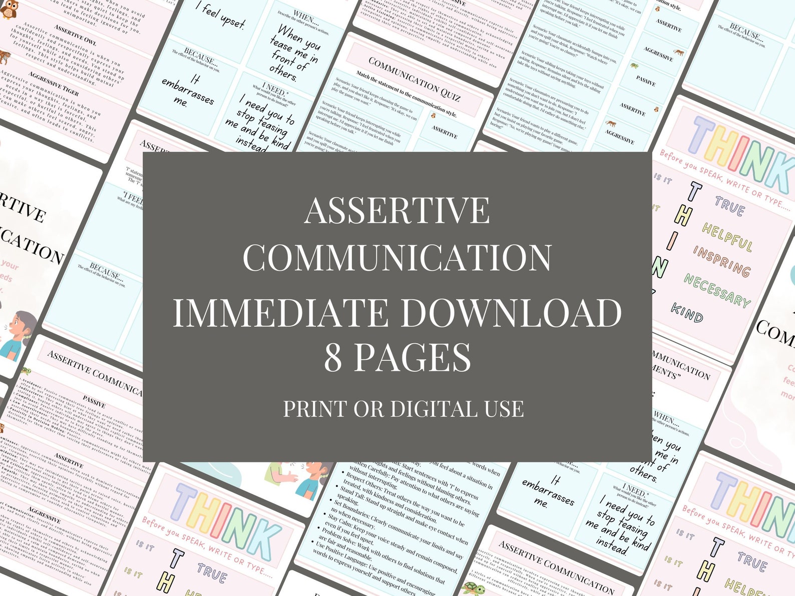 Assertive Communication Worksheets, Communication Styles and Social ...