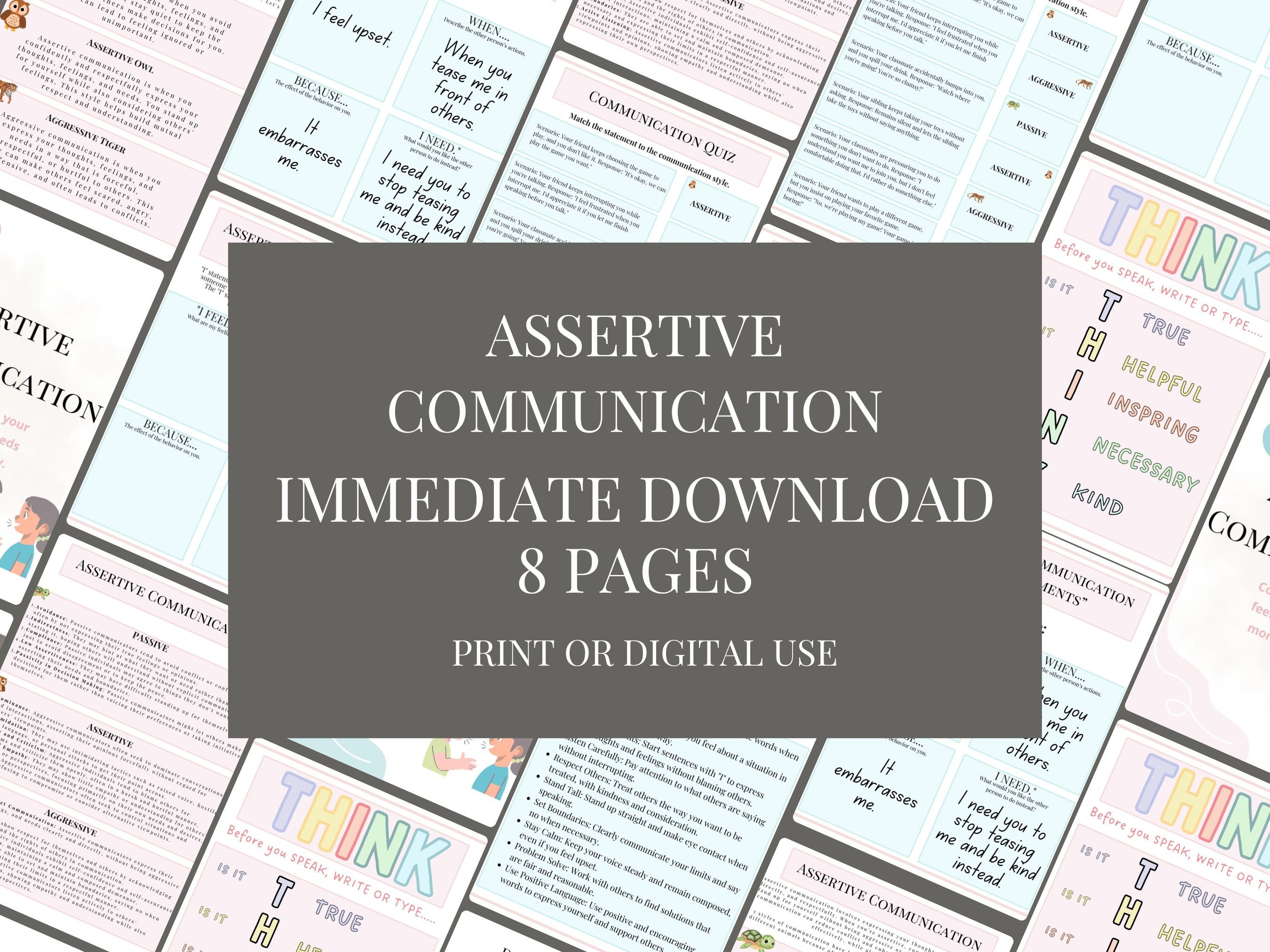 Assertive Communication Worksheets, Communication Styles and Social ...