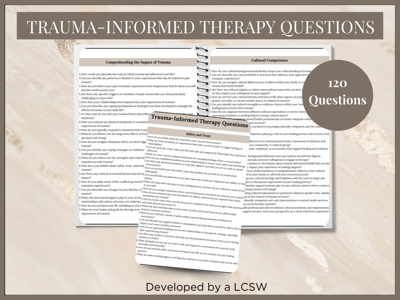Trauma-informed Therapy Questions, Trauma Therapy Questions Bundle ...