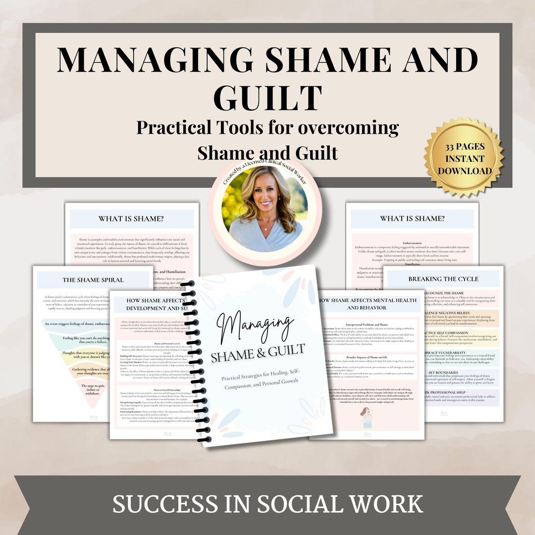 Managing Shame & Guilt Therapy Workbook Self-care Journal,therapy ...