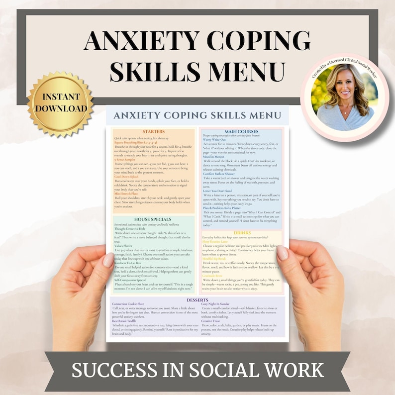 Anxiety Coping Skills Cheat Sheet Psychoeducation for Counselors ...