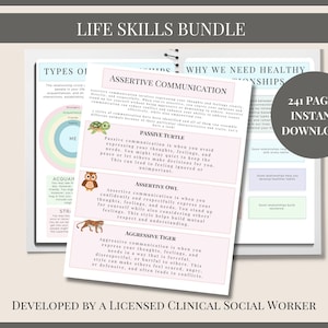 Kids Teen Life Skills Worksheet Bundle, Therapy Worksheets, Calming ...