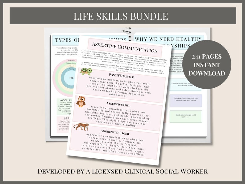 Kids Teen Life Skills Worksheet Bundle, Therapy Worksheets, Calming ...