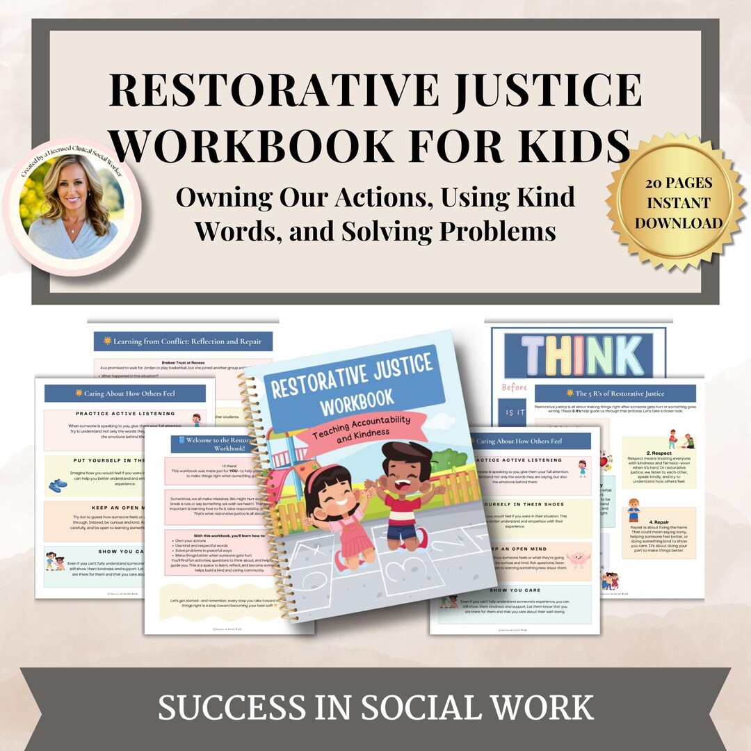 Restorative Justice Conflict Resolution Workbook for Kids Conversation ...