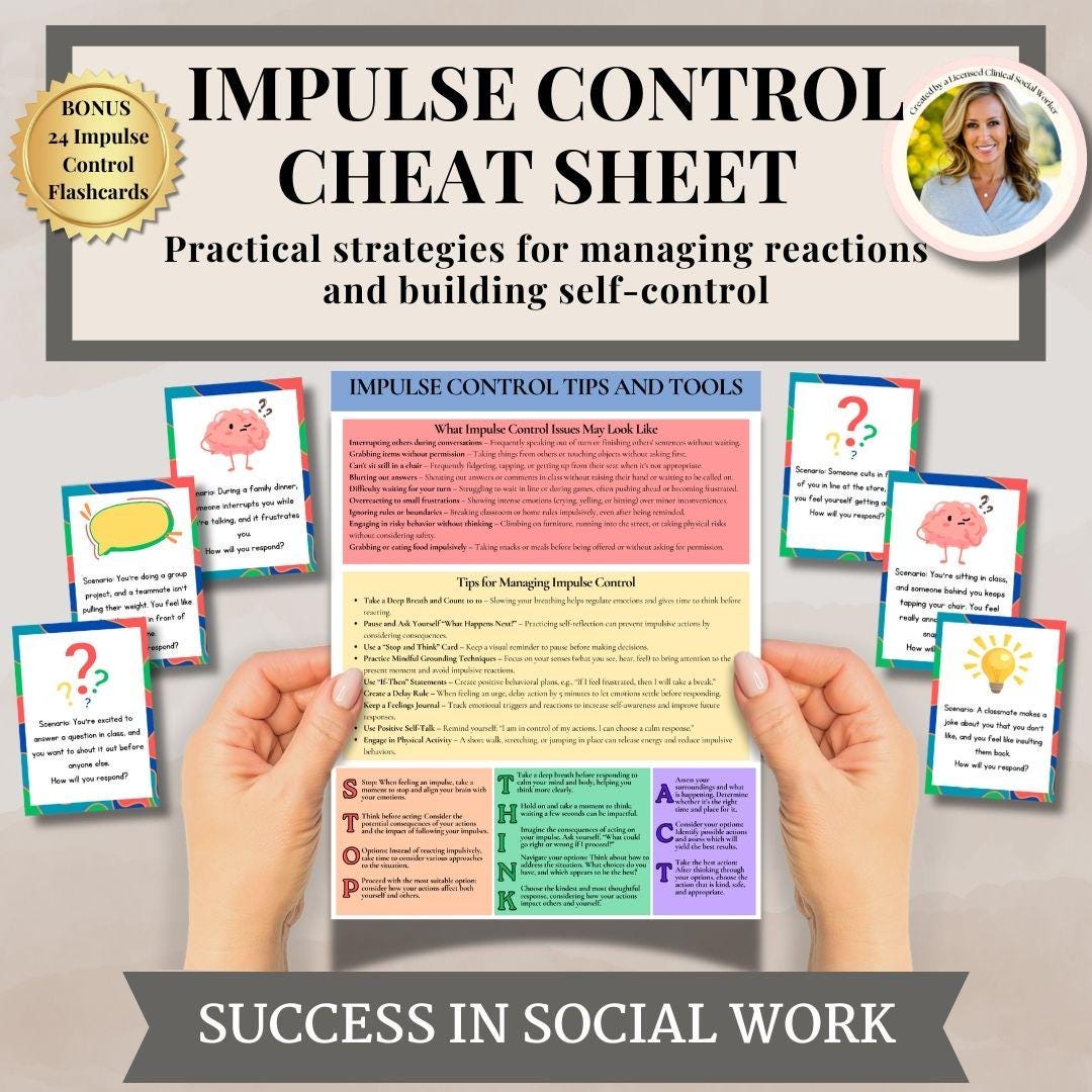 Impulse Control Tip Sheet & Coping Skills Strategies, Adhd-executive ...