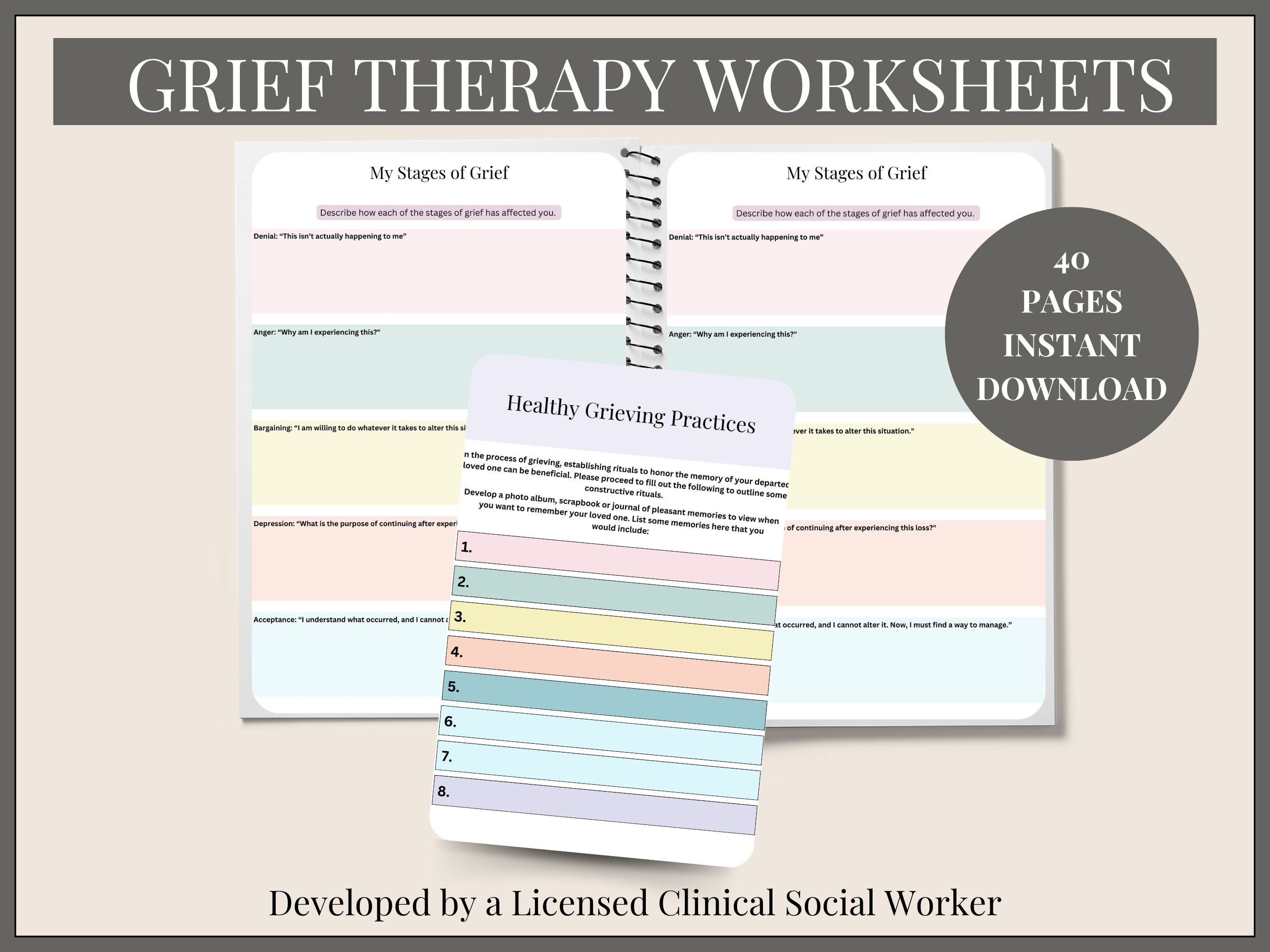Grief Therapy Worksheets,therapy Resources,parenting Resource,death ...