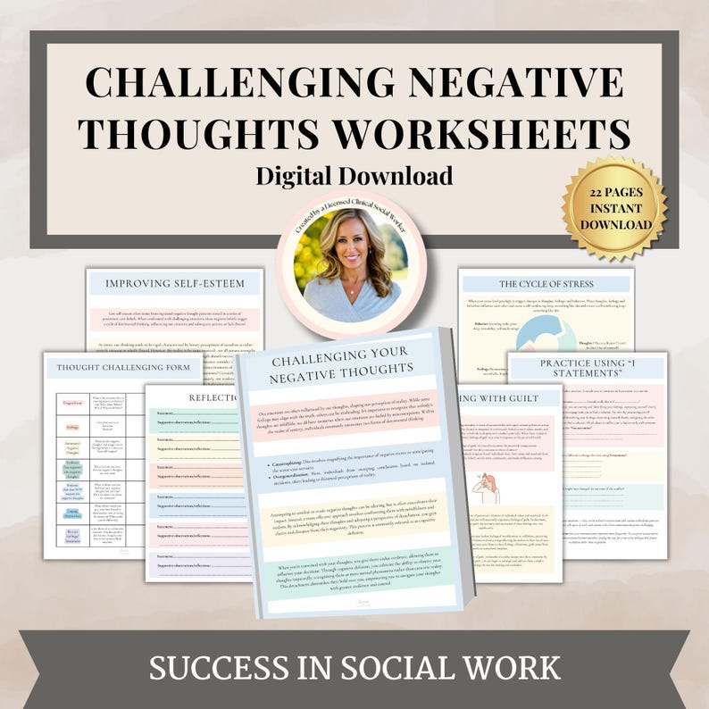 Challenging Automatic Negative Thoughts, Mental Health Printable, CBT ...