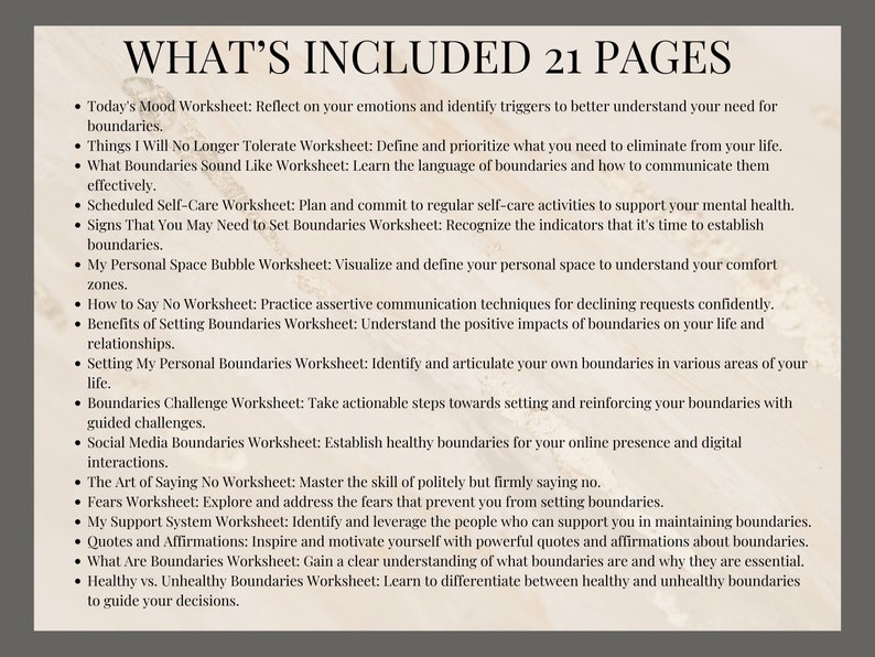 Boundaries Workbook, Personal Boundaries Worksheets, Self-help Self ...