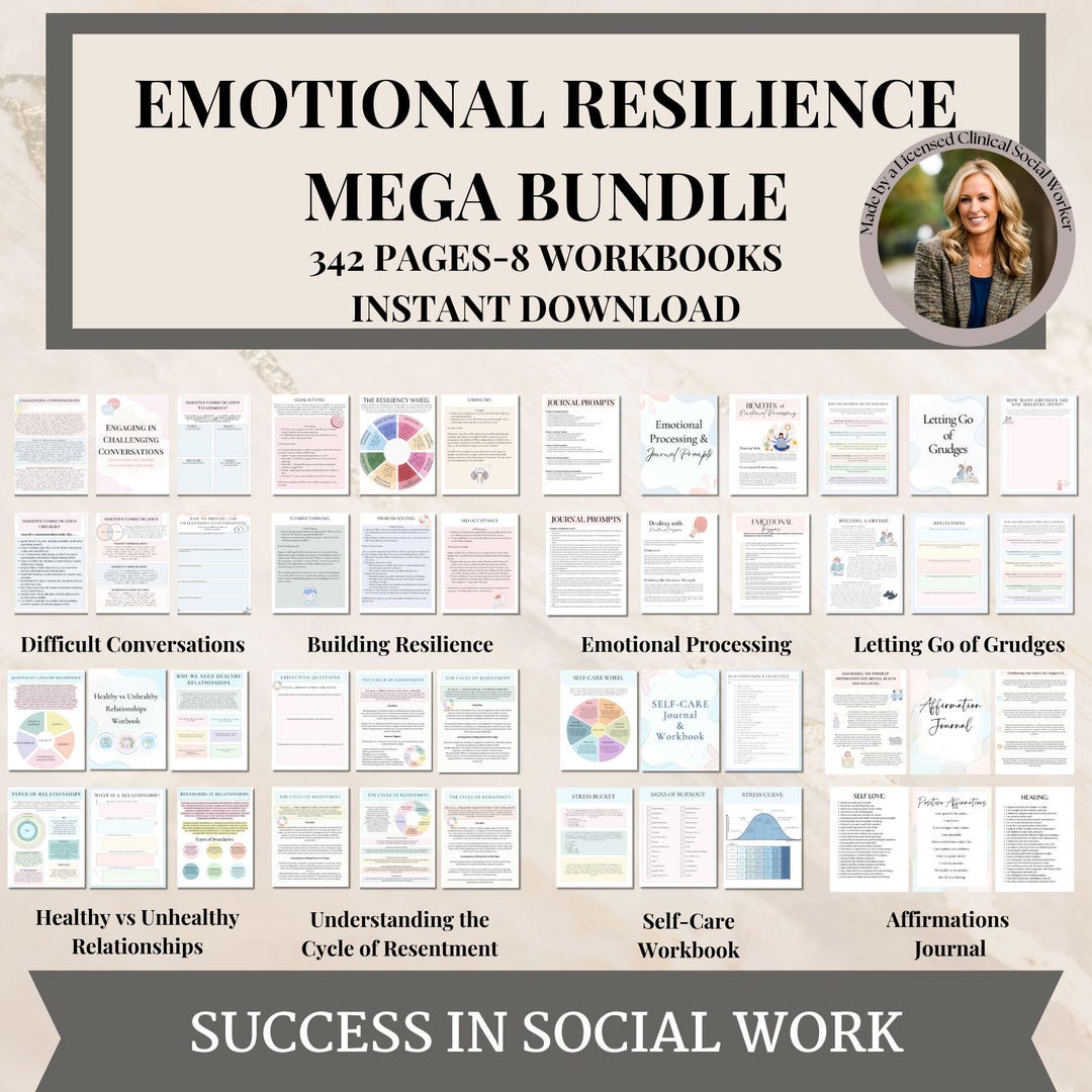 Emotional Resilience Mega Bundle Therapy Worksheets Life Skills Teen ...