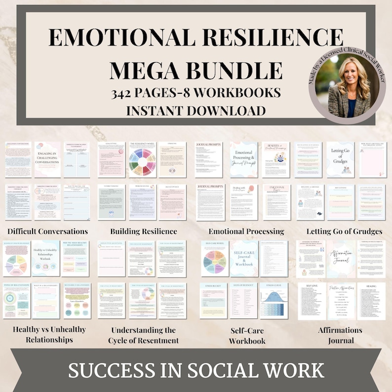 Emotional Resilience Mega Bundle Therapy Worksheets Life Skills Teen ...