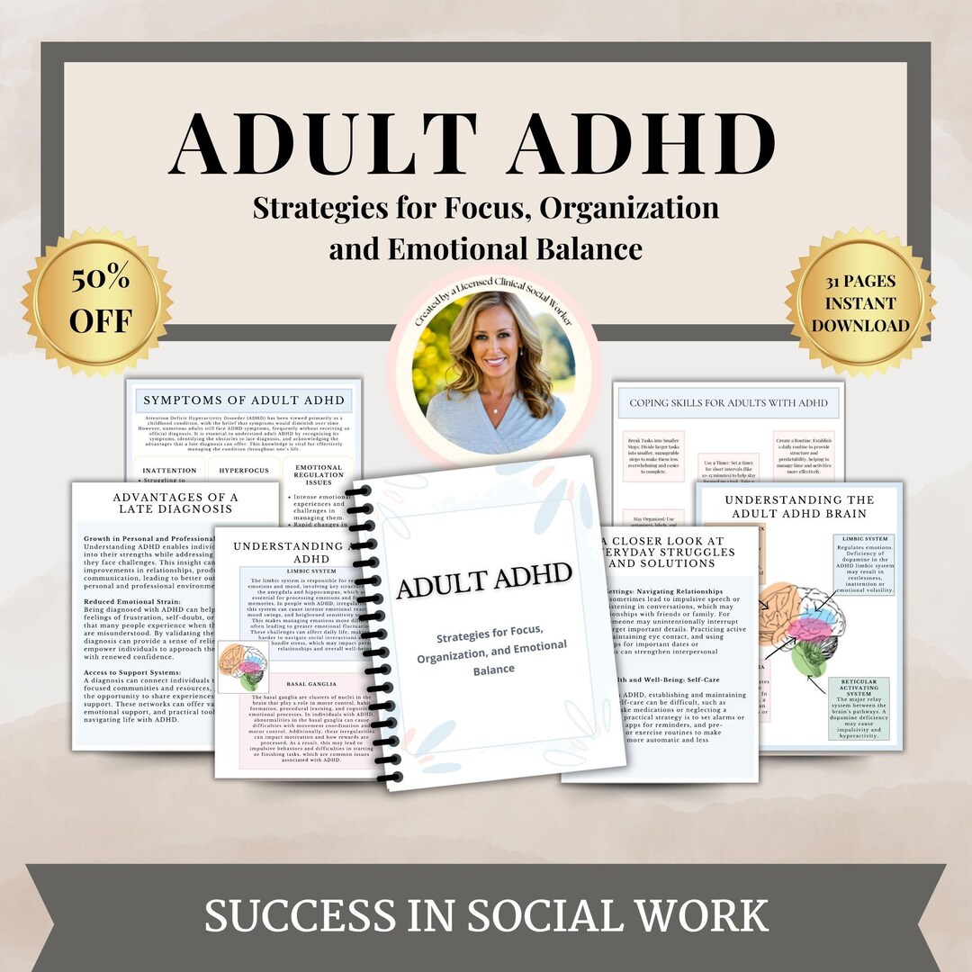 Adult ADHD Therapy Workbook, Adult Adhd Planner, ADHD Late Diagnosis ...