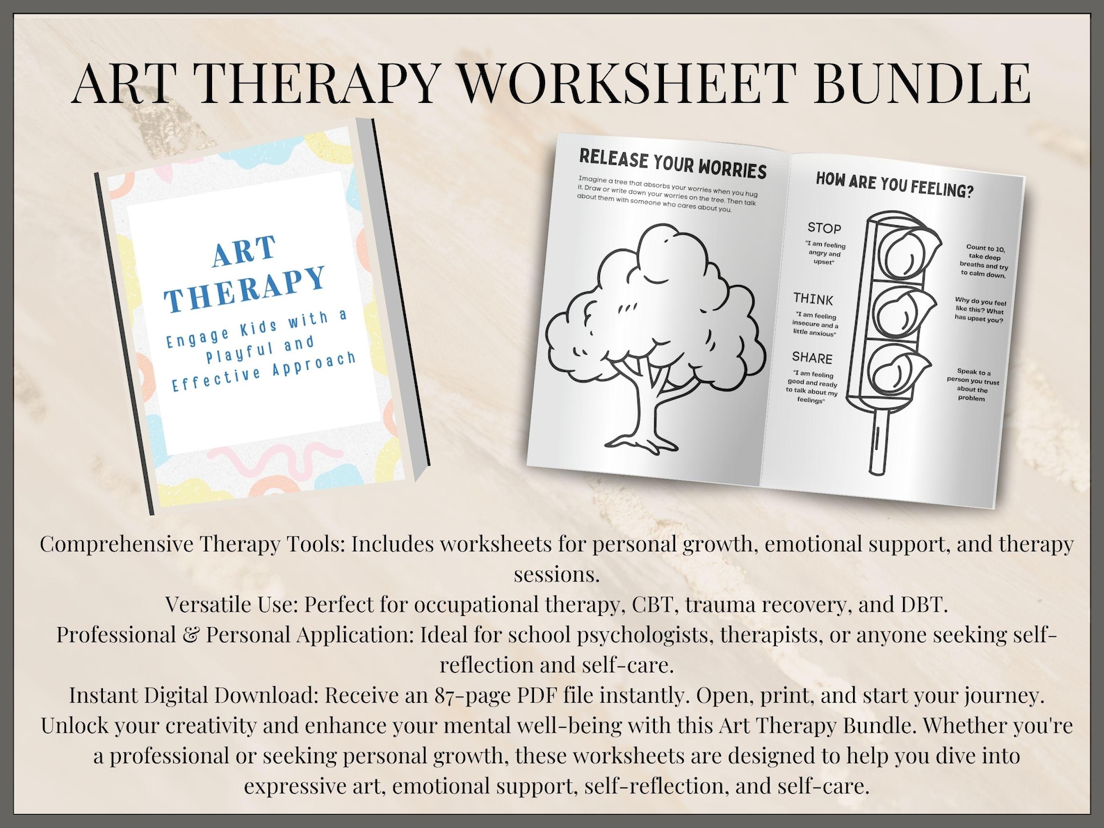 Art Therapy Worksheets for Mental Health School Counselors Therapists ...
