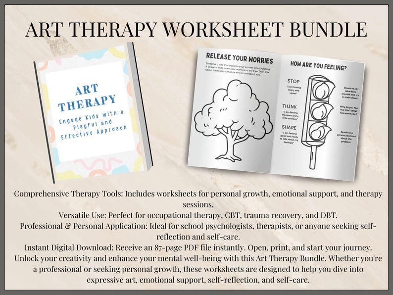 Art Therapy Worksheets for Mental Health School Counselors Therapists ...