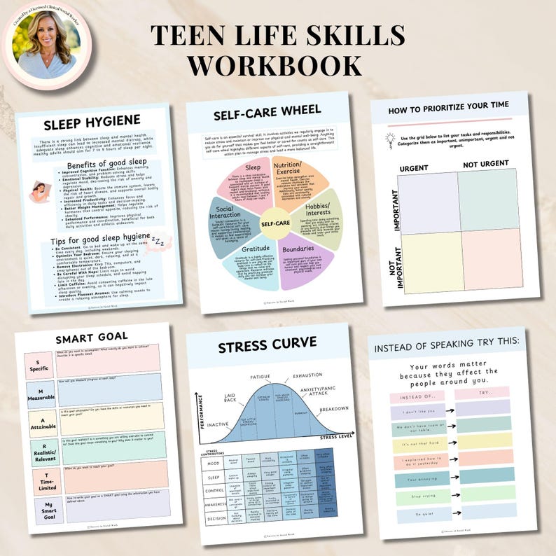 Teen Life Skills Worksheet Bundle, Therapy Worksheets, Executive ...