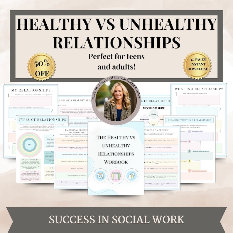 Healthy Vs Unhealthy Relationships Workbook, Teen Therapy Worksheets ...