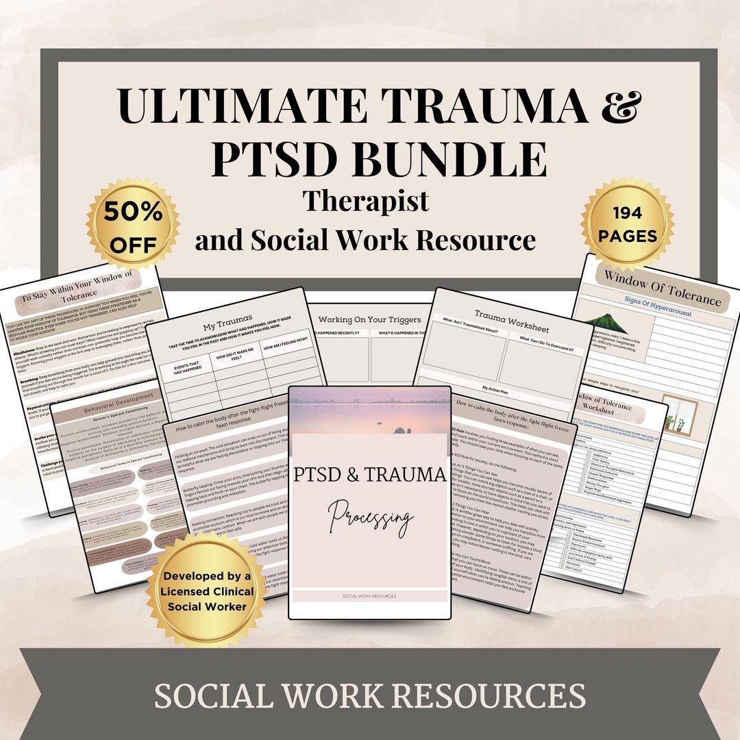 Trauma Therapy Bundle, Anxiety Coping Skill Card, Therapy Worksheets ...