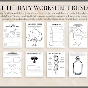 Art Therapy Worksheets for Mental Health School Counselors Therapists ...