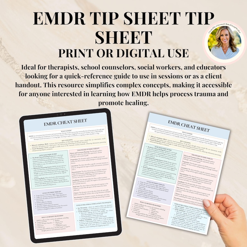 EMDR for Therapists Cheat Sheet, Eye Movement Desensitization and ...