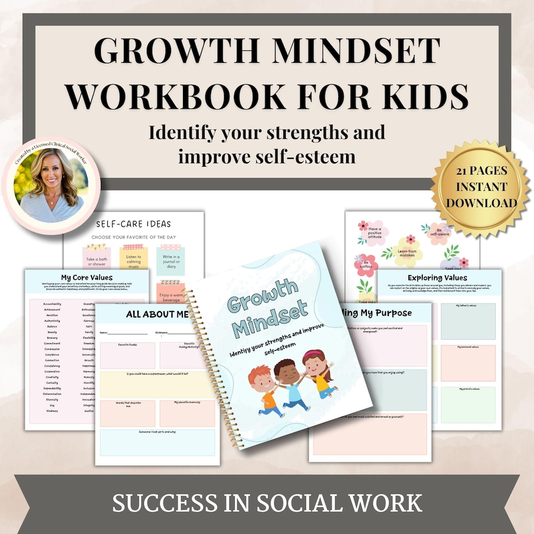 Kids Growth Mindset Workbook, Social Emotional Learning Worksheets ...