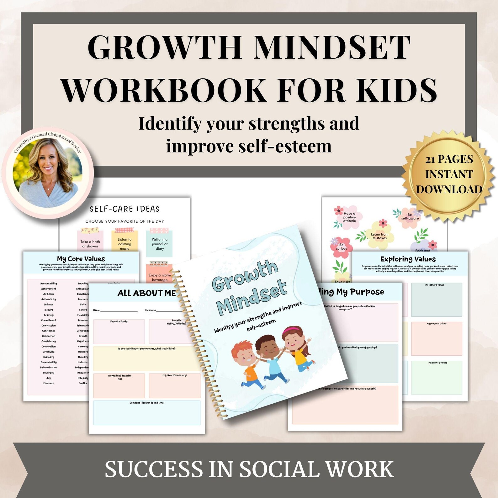 Kids Growth Mindset Workbook, Social Emotional Learning Worksheets ...