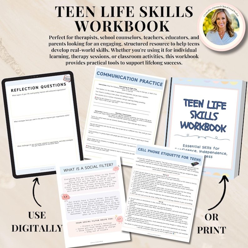 Teen Life Skills Worksheet Bundle, Therapy Worksheets, Executive ...