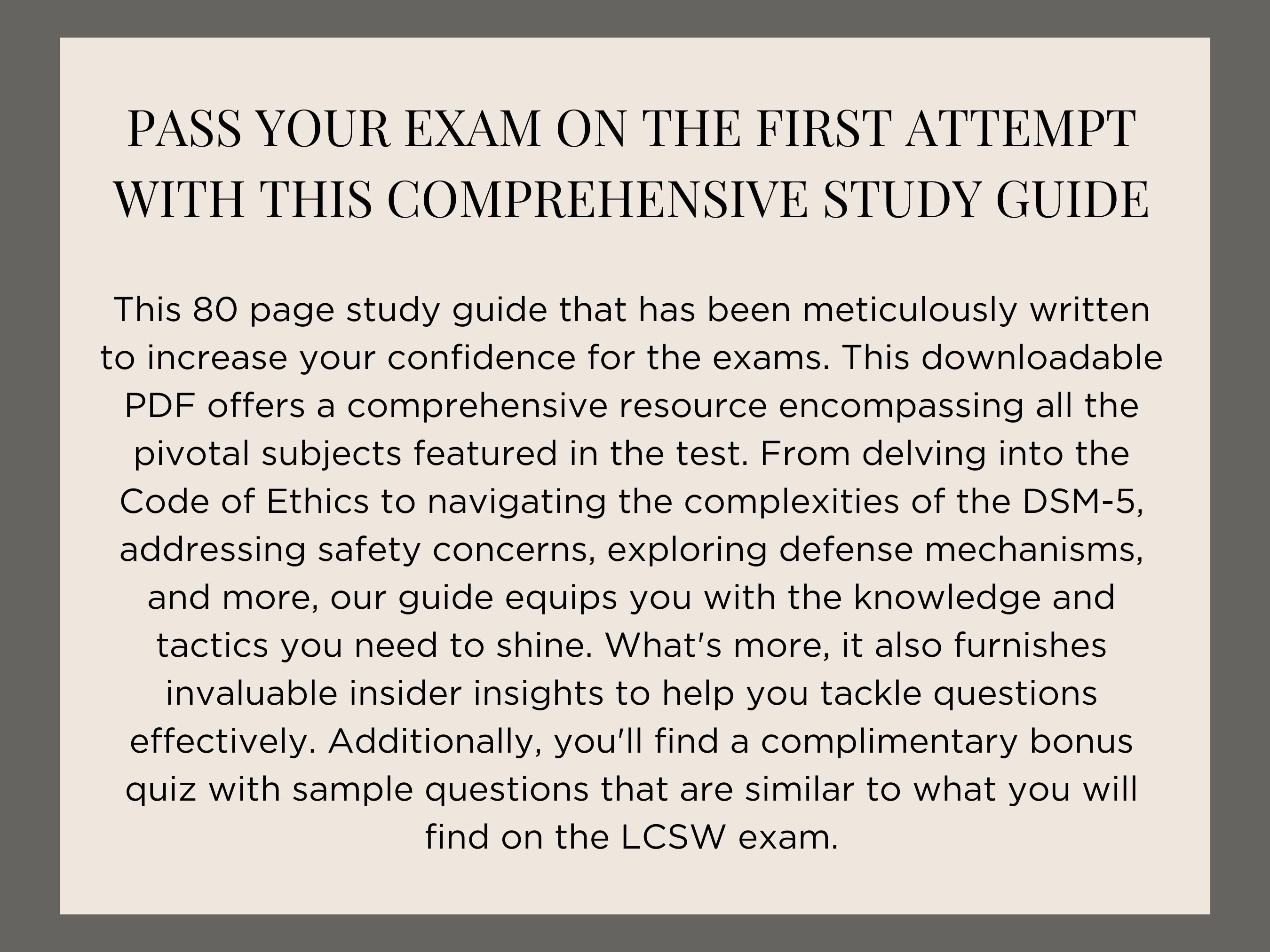 LCSW/LMSW Study Guide, ASWB Exam Tool, Complete Lcsw Lmsw Exam Study ...