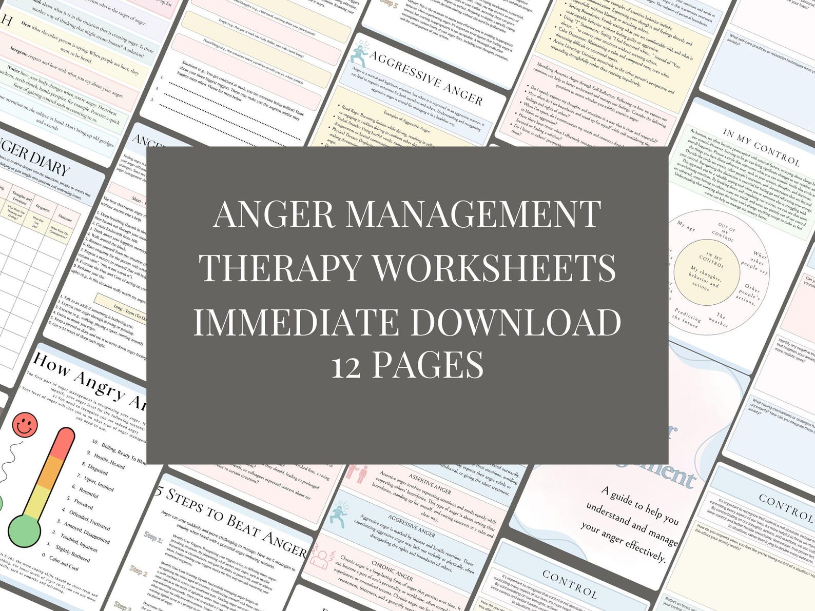 Anger Management Workbook Therapy Worksheets Calming Strategies Self ...