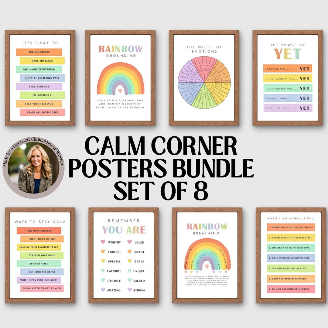Set of 8 Counseling Posters Office Decor School Psychologist Wall Art ...