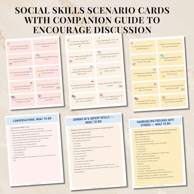 Social Skills Scenario Cards for Kids 120 SEL Prompts for Autism Social ...