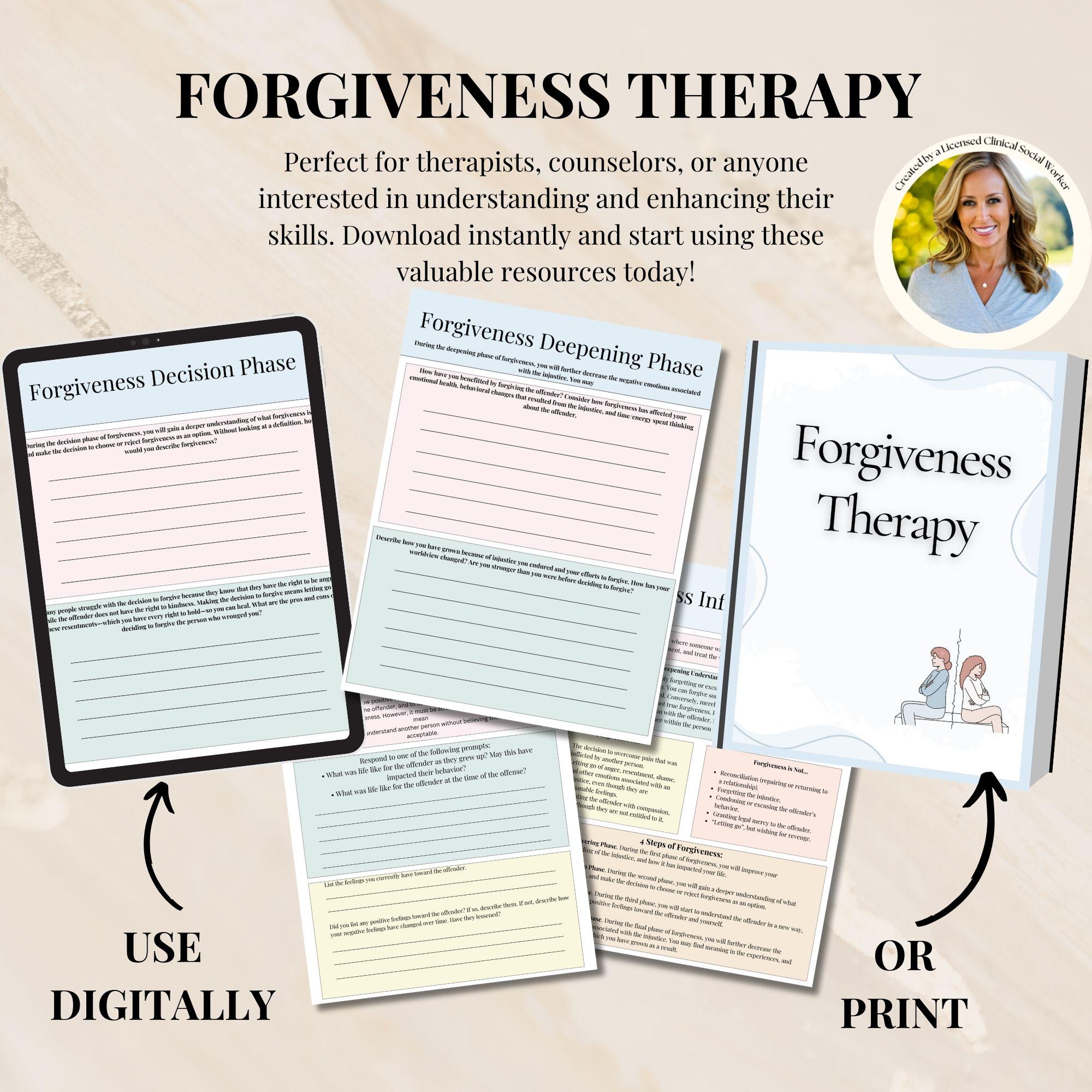 Forgiveness Therapy Worksheets, Self Help Self Growth Worksheets, Self ...