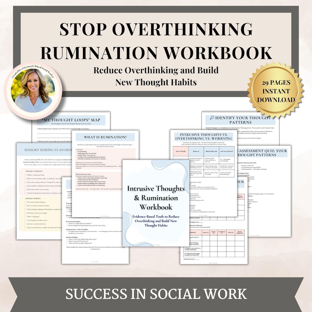 Rumination Vs Intrusive Thoughts Overthinking Journal Therapy Workbook ...