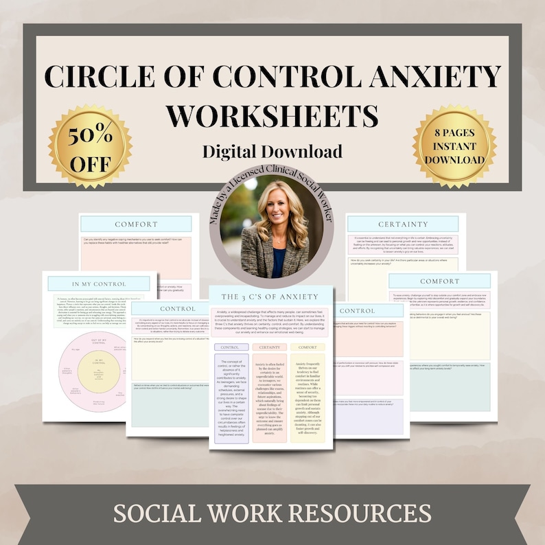 Anxiety Worksheets, Circle of Control, Therapy Tools, Therapy ...